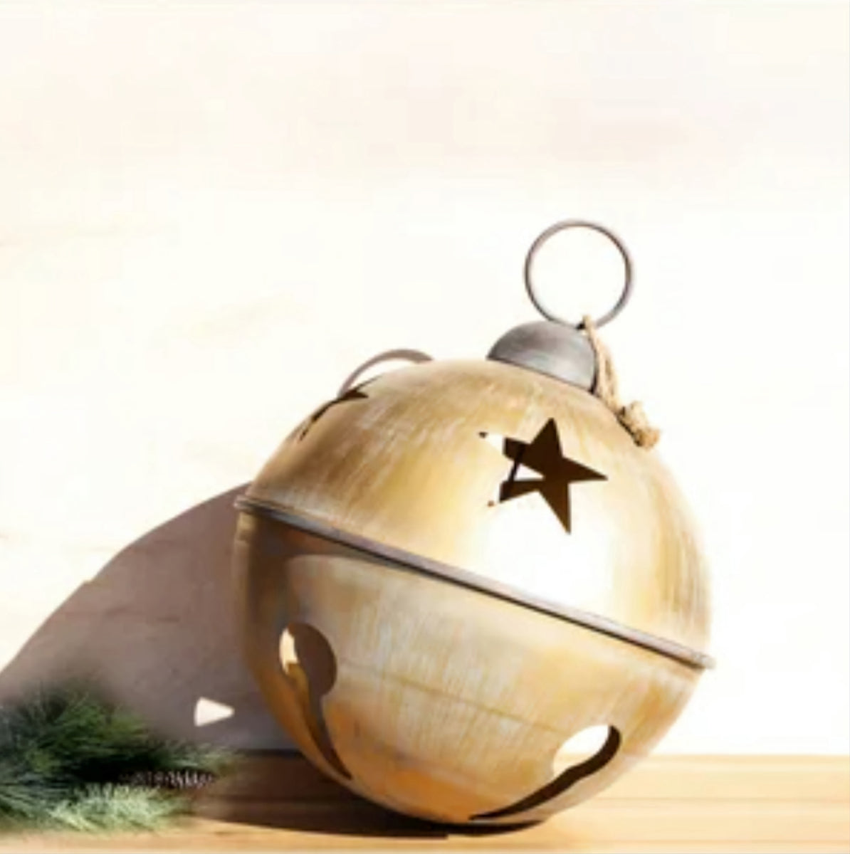 Jumbo Oversized Brushed Gold Sleigh Jingle Bell ~ Extra Large 20.75"