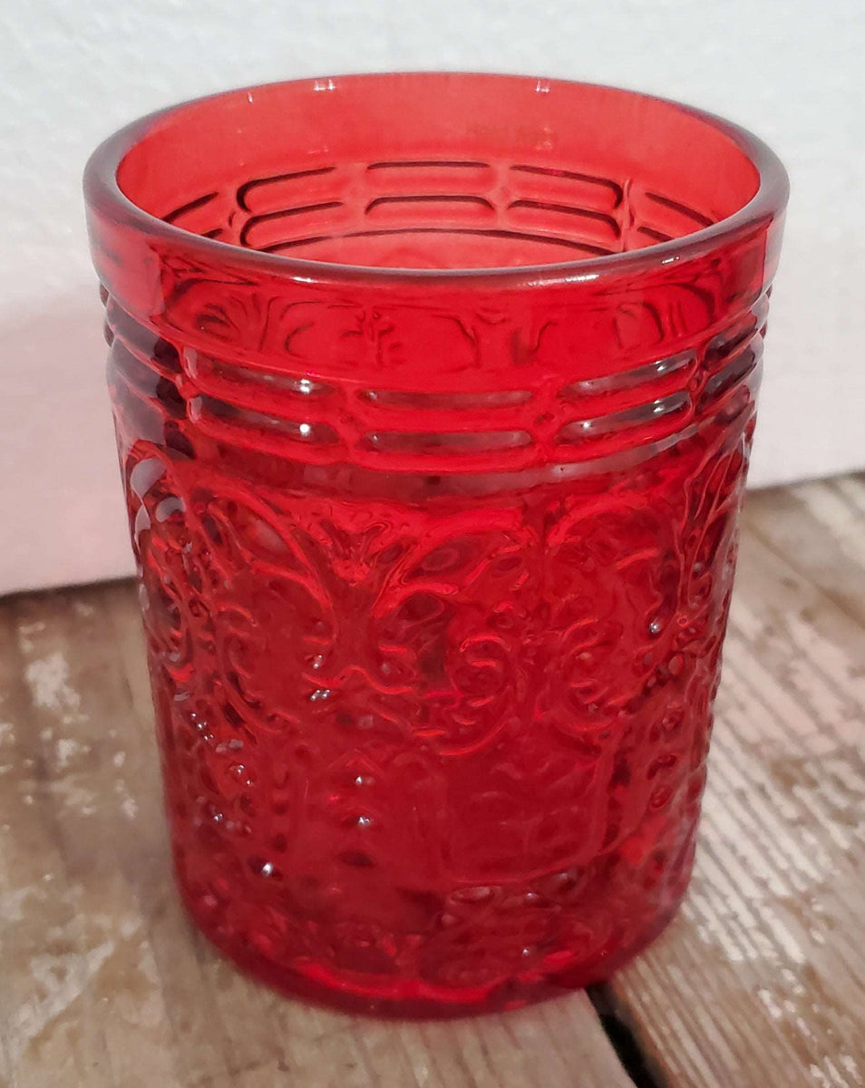 Vintage Style Red Short Glasses Set of 4 Vintage Character