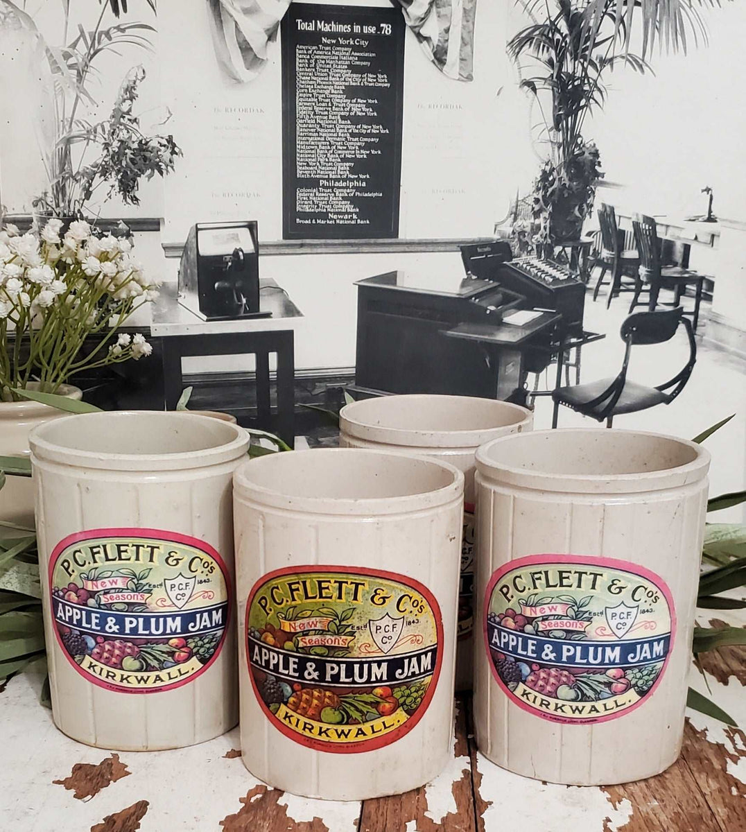 Antique English Jam Jar Crock Vintage Character