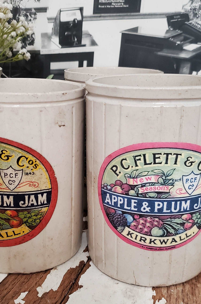 Antique English Jam Jar Crock Vintage Character