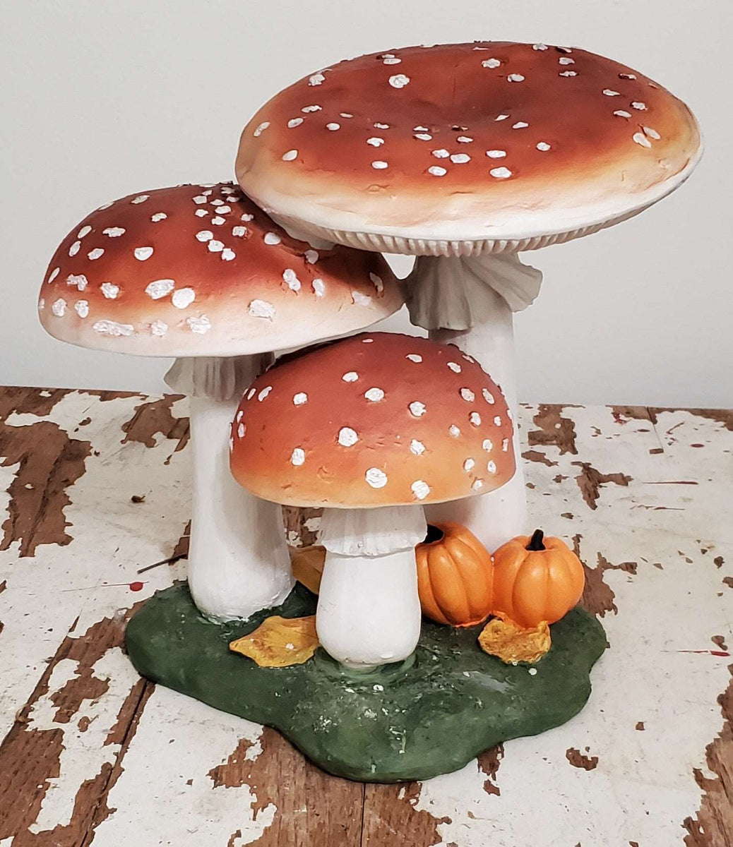Resin Orange Top Mushroom Figure