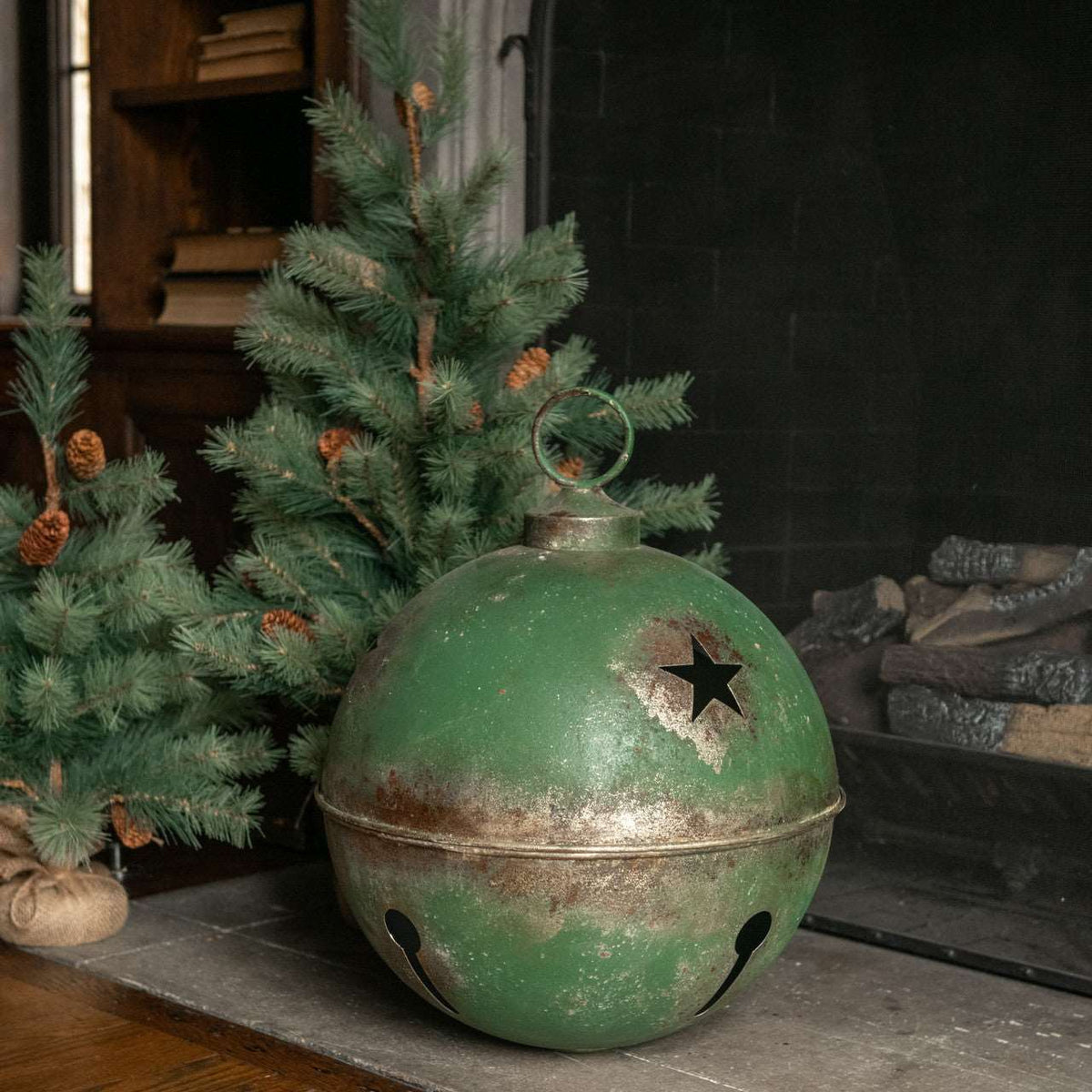 Jumbo Oversized Rustic Green Sleigh Jingle Bell ~ Extra Large 20"