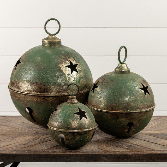 Jumbo Oversized Rustic Green Sleigh Jingle Bell ~ Extra Large 20"