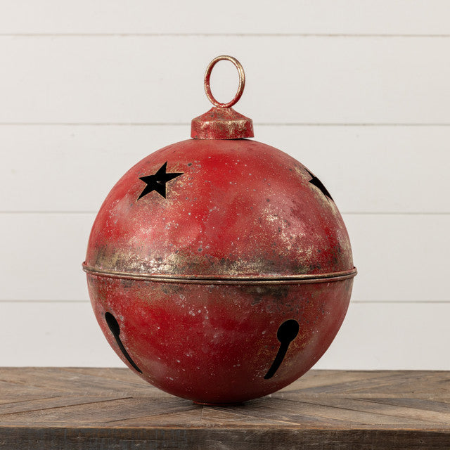 Jumbo Oversized Rustic Red Sleigh Jingle Bell ~ Extra Large 20"
