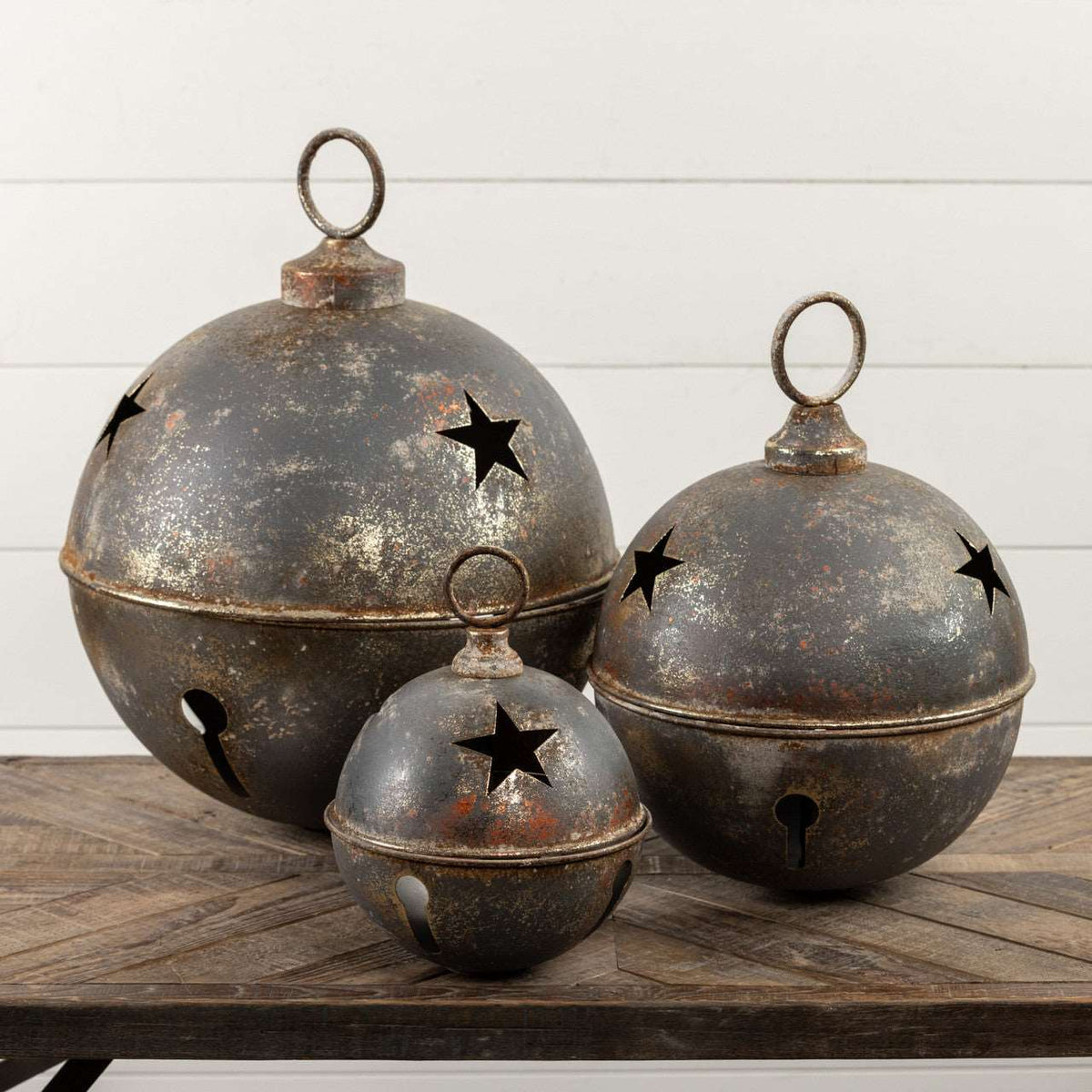 Jumbo Oversized Rustic Grey Sleigh Jingle Bell ~ Extra Large 20"