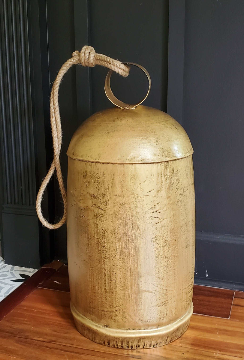 Jumbo Antique Gold Cow Bell Set of 3